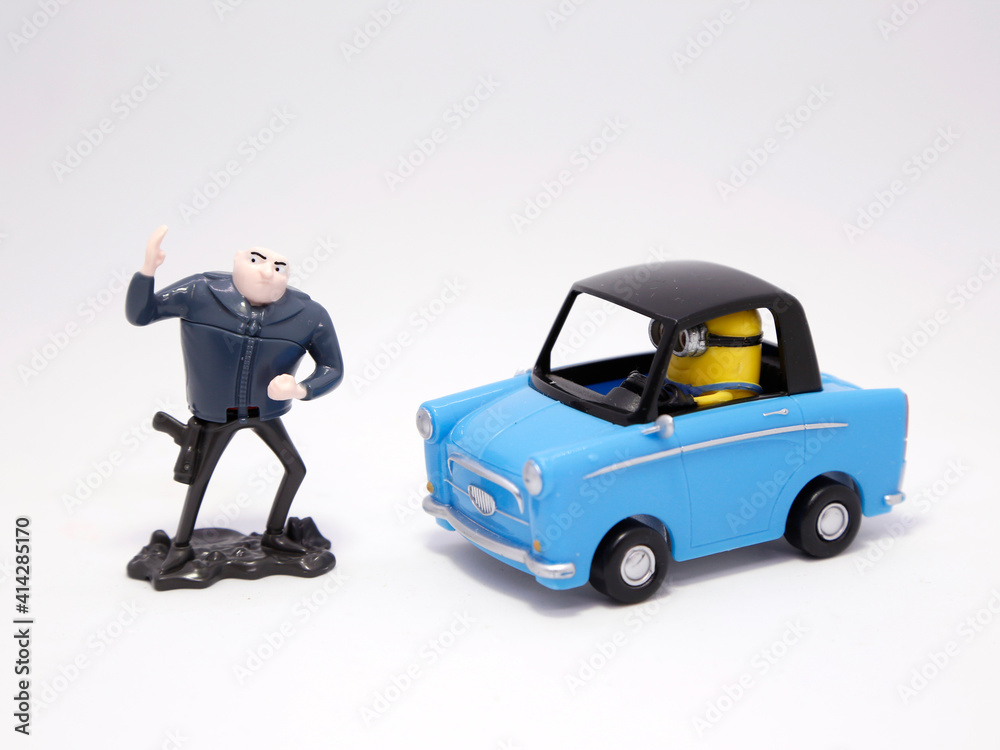 Minion and Gru. Villain Gru. Minion driving a car. Characters from the ...