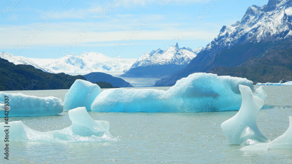 Témpano de hielo del glaciar Grey en el lago Grey del Parque Nacional ...