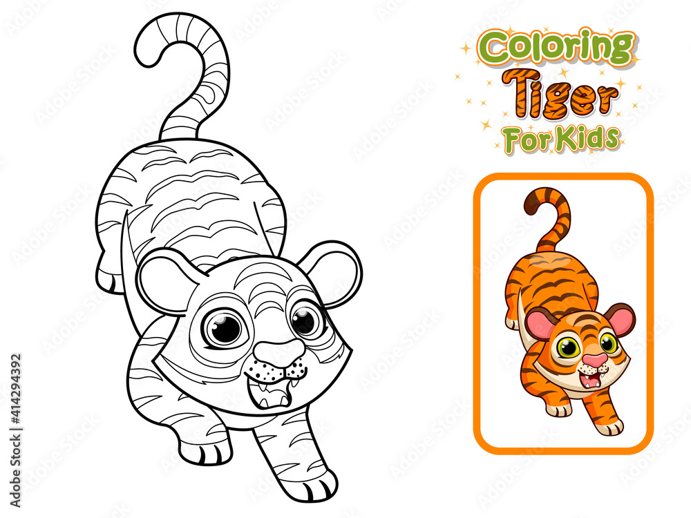 Coloring Pages and Printables Cute Cartoon Tiger. Crafts and Worksheets ...