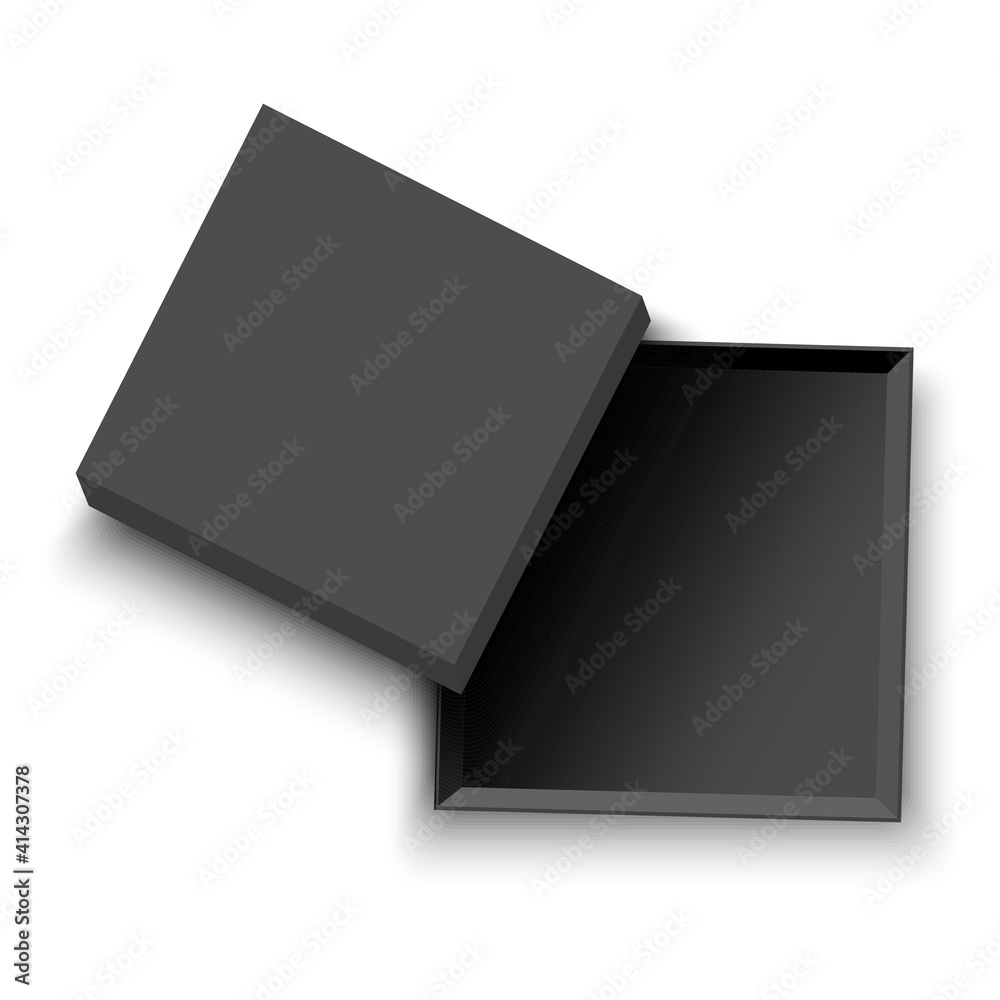 open black box. Parcel packaging template - vector illustration. Top ...