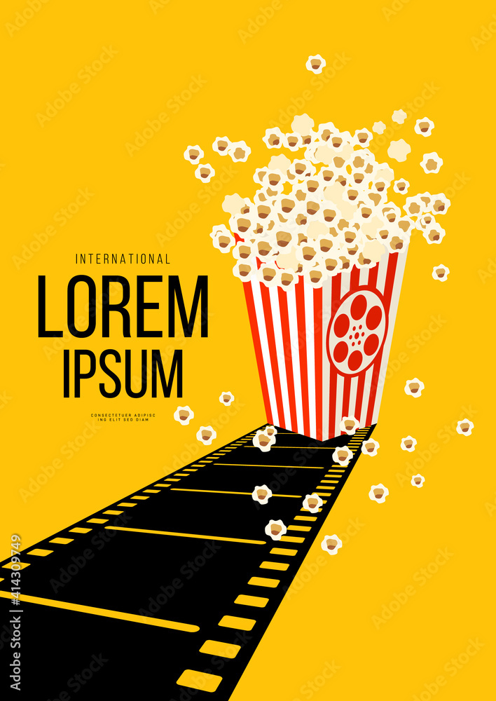 Movie and film poster design template background with retro filmstrip ...
