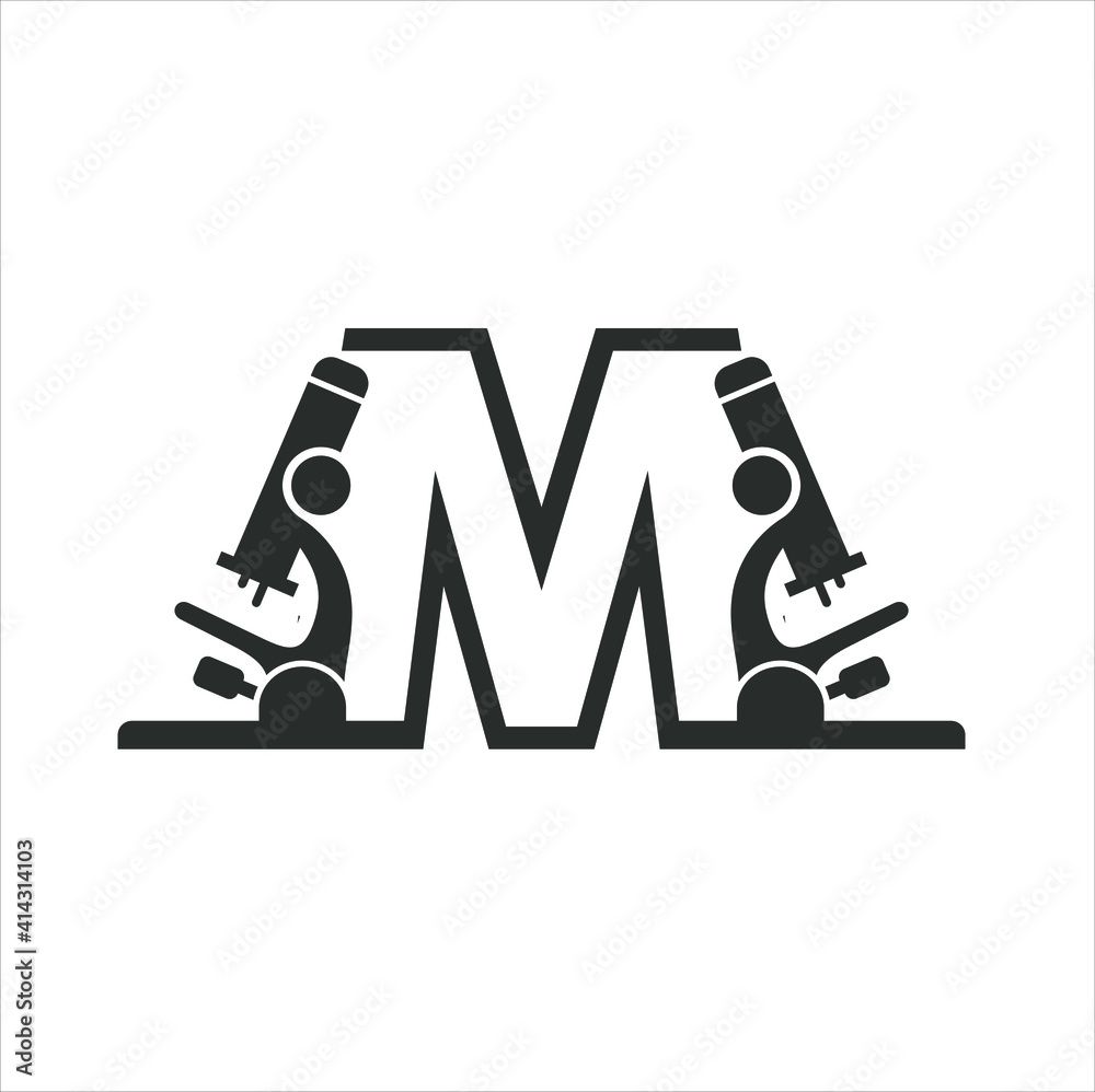 M logo combined microscopes, logo template for laboratory. Stock Vector ...
