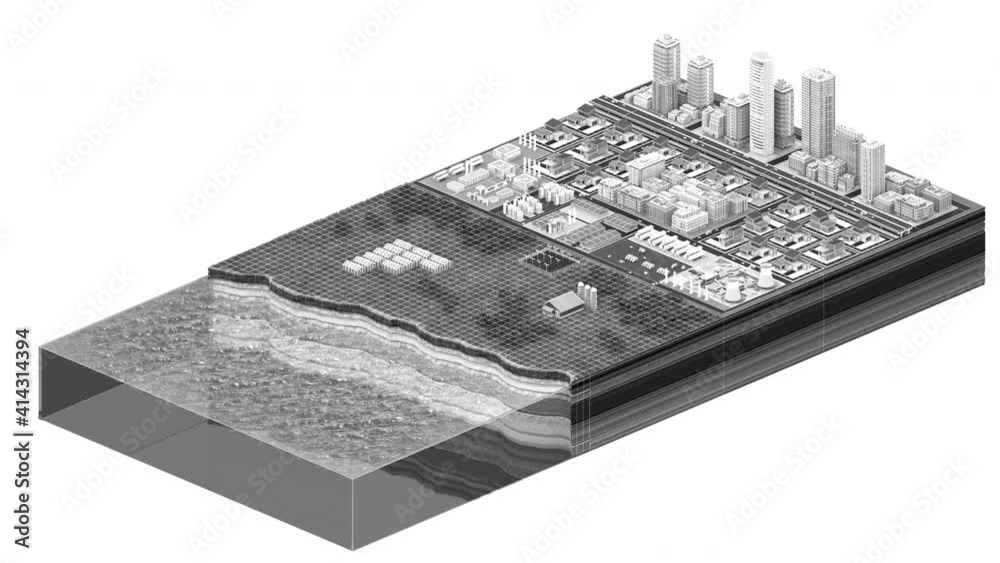 Smart city concept map, smart city that efficiently controls eco ...