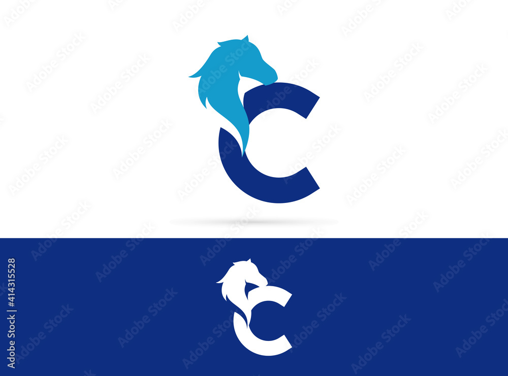 Letter C head horse logo design. Vector combination of animals and ...