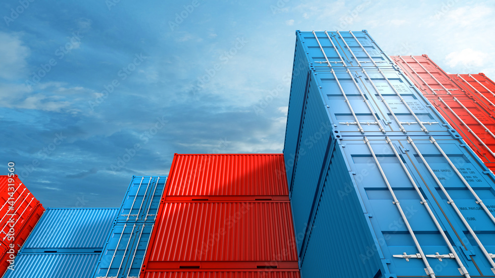 Stack of containers box background, Cargo freight ship for import ...