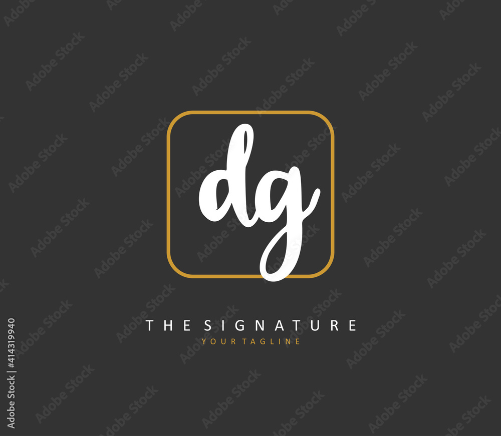 DG Initial letter handwriting and signature logo. A concept handwriting ...