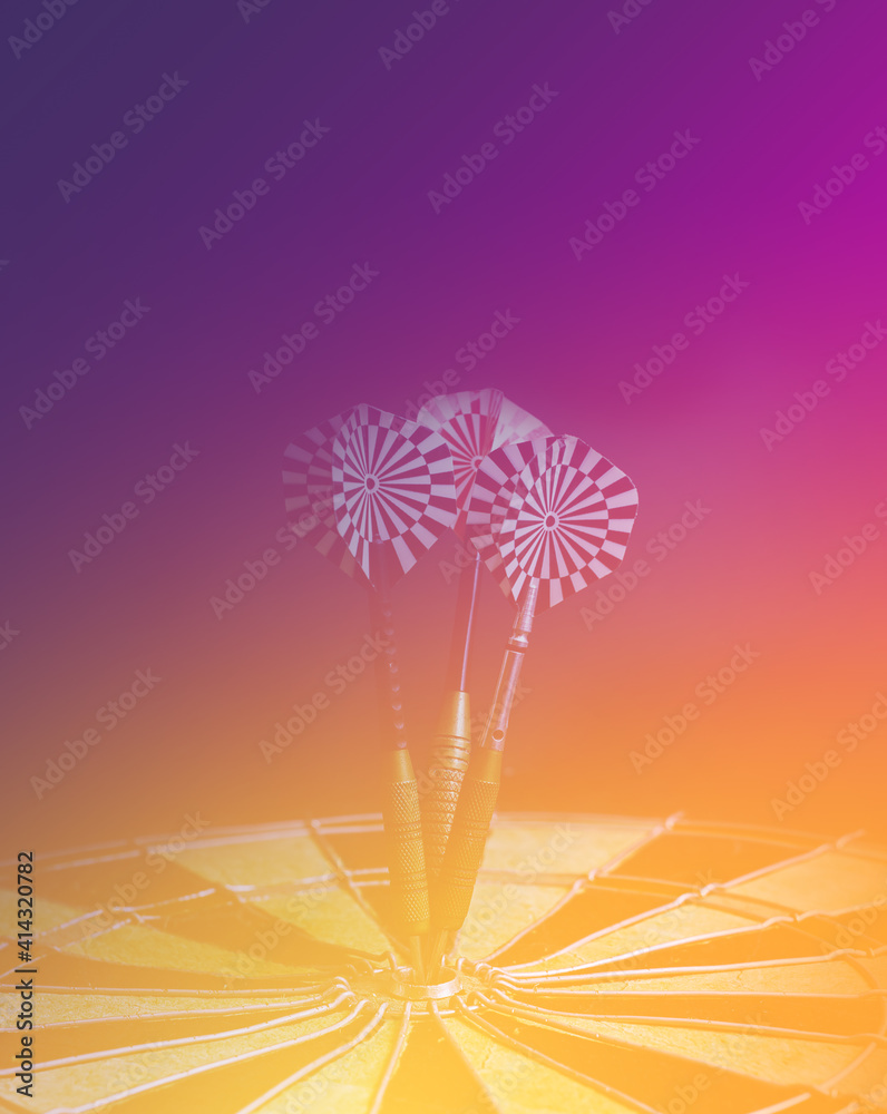 Darts and money. Pink-yellow gradient background image for targeted ...