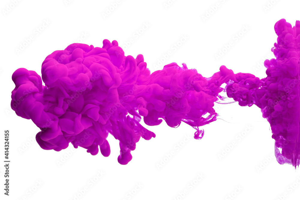 acrylic ink in water form an abstract smoke pattern isolated on white ...