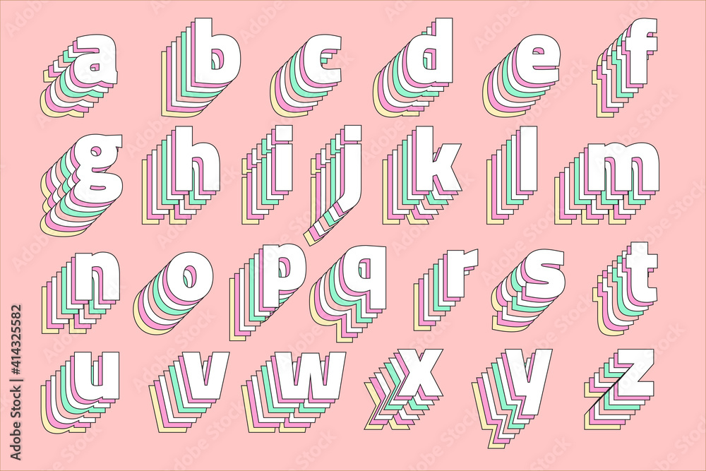 Pastel alphabet layered vector set typography Stock Vector | Adobe Stock