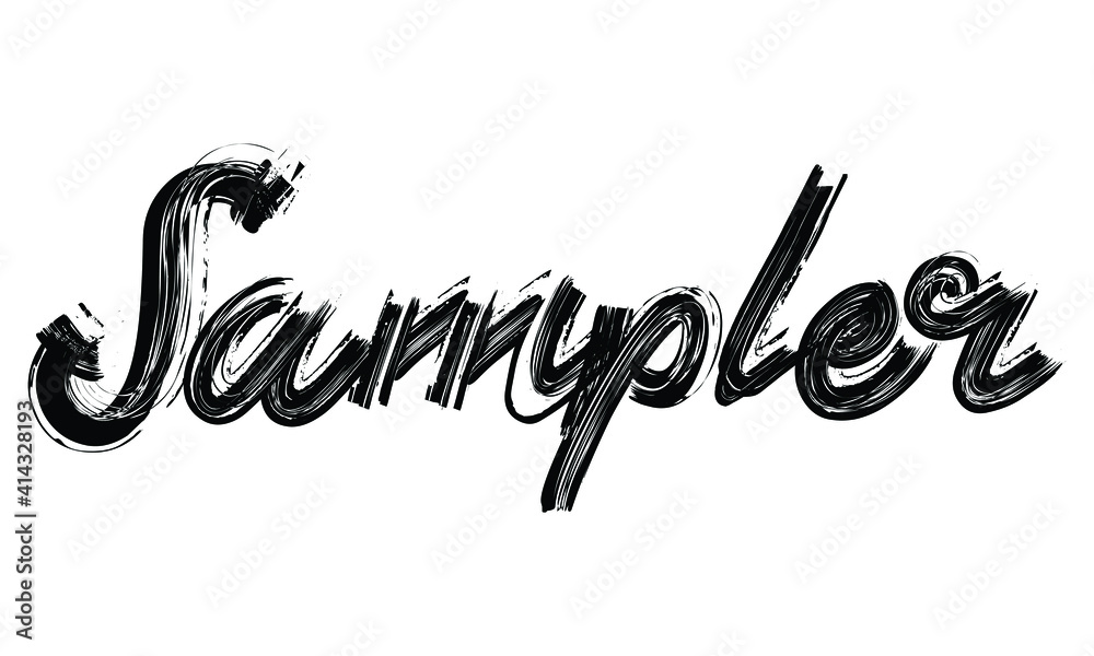 Sampler Typography Black Text Hand written Brush font drawn phrase ...
