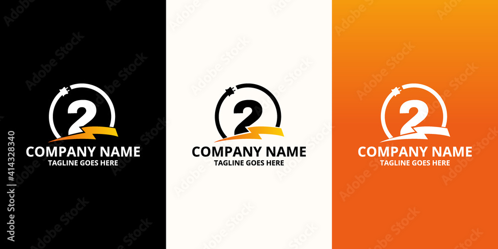 Flash initial number 2 Logo Icon Template. Illustration vector graphic ...