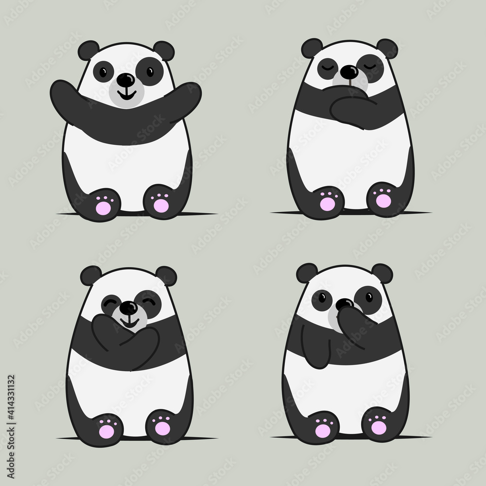 Cute Panda cartoon character. Funny wild animal vector illustration ...