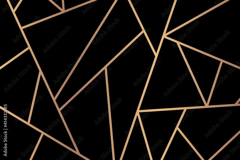 Triangle geometric pattern vector gold black background Stock Vector ...
