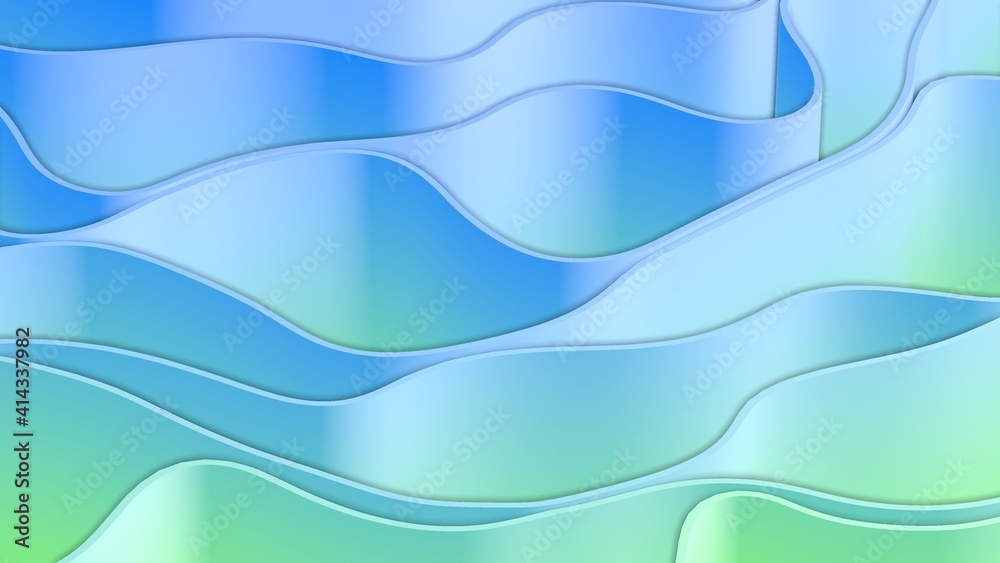 Abstract 3D render colorful spline strips rows light and shadow curves ...