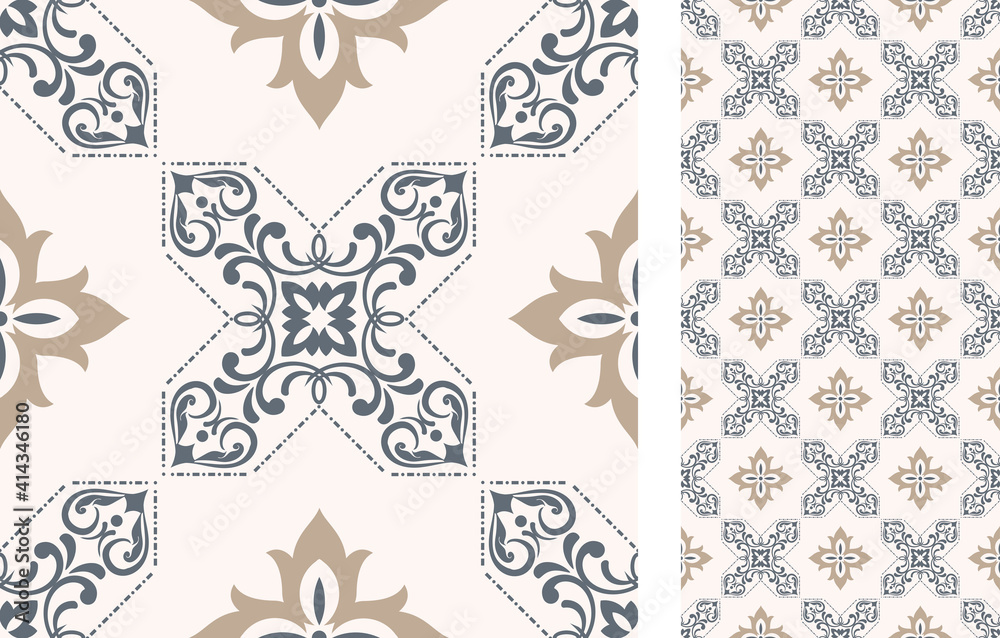 Seamless Azulejo tile. Portuguese and Spain decor. Ceramic tile. Vector ...