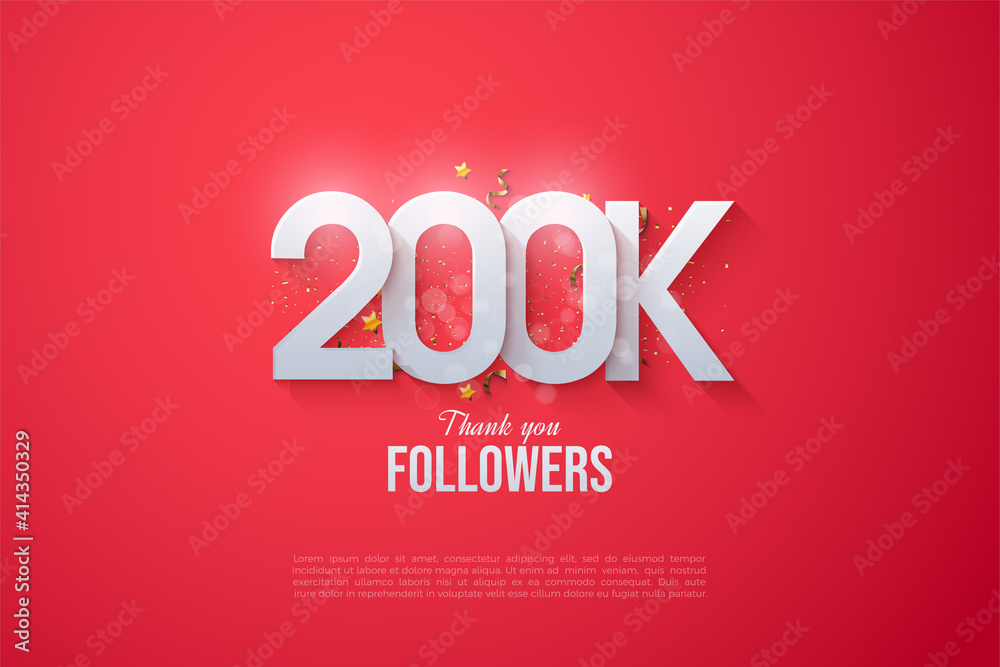 200k followers with overlapping numbers and letters. Stock Vector ...