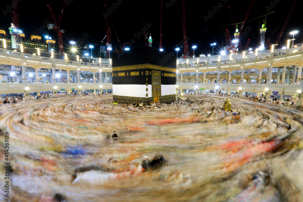 Mosque Kaaba, Mecca. The largest mosque in the world, Kaaba. At the ...