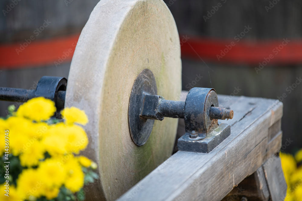 An Old stone tool for sharpening knives from medieval period in a ...