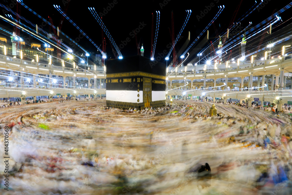 Mosque Kaaba, Mecca. The largest mosque in the world, Kaaba. At the ...