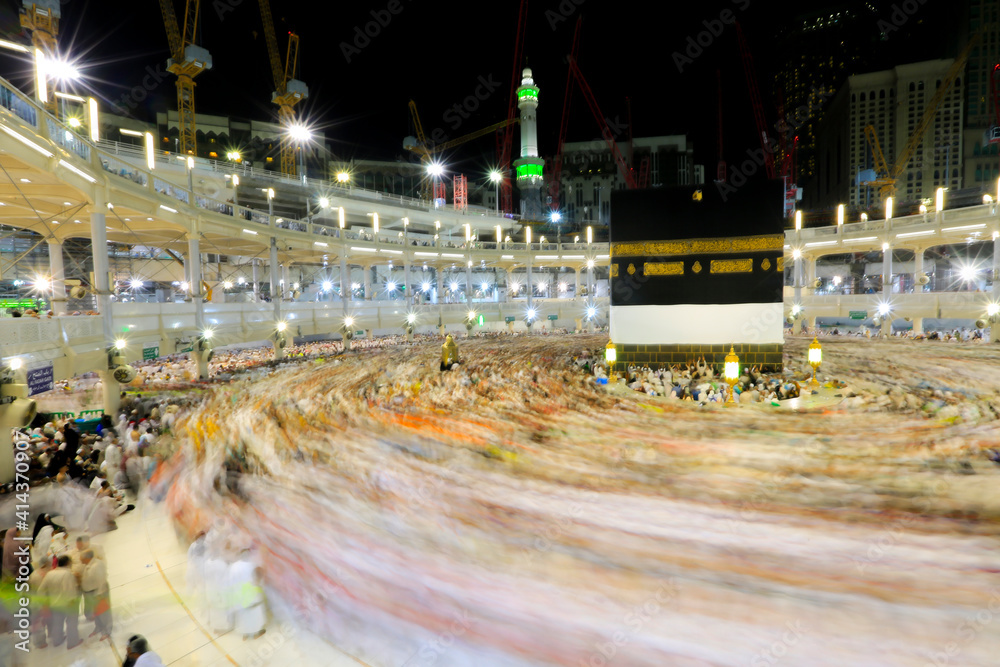 Mosque Kaaba, Mecca. The largest mosque in the world, Kaaba. At the ...