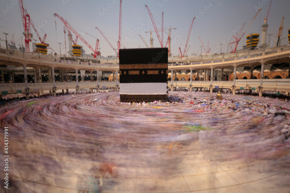 Mosque Kaaba, Mecca. The largest mosque in the world, Kaaba. At the ...