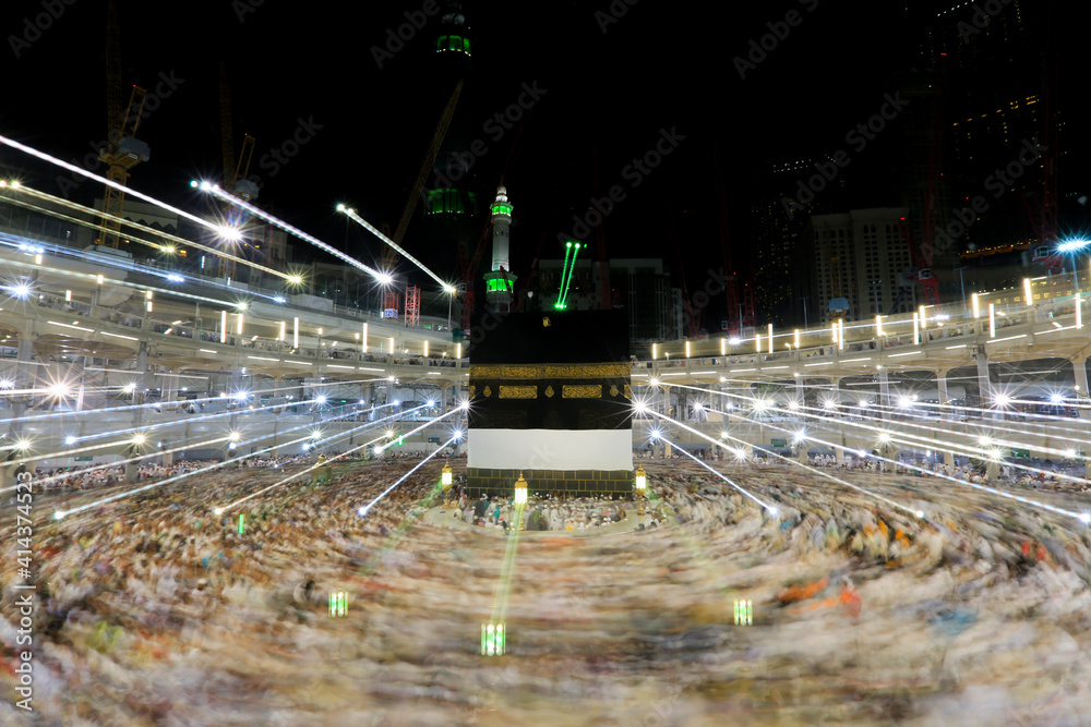 Mosque Kaaba, Mecca. The largest mosque in the world, Kaaba. At the ...