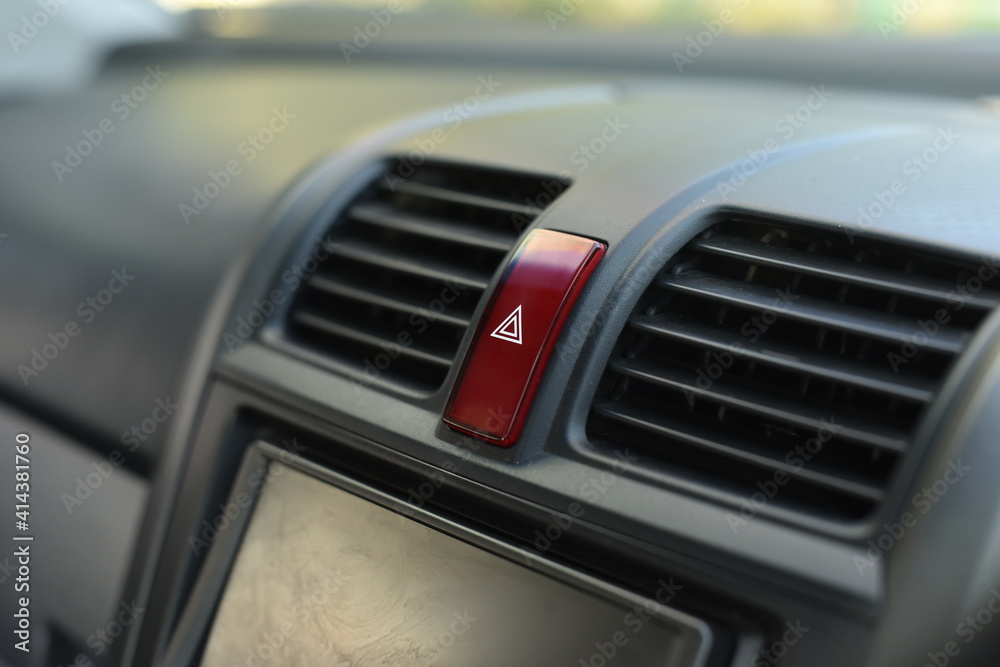 Closeup emergency stop button in car Stock Photo | Adobe Stock