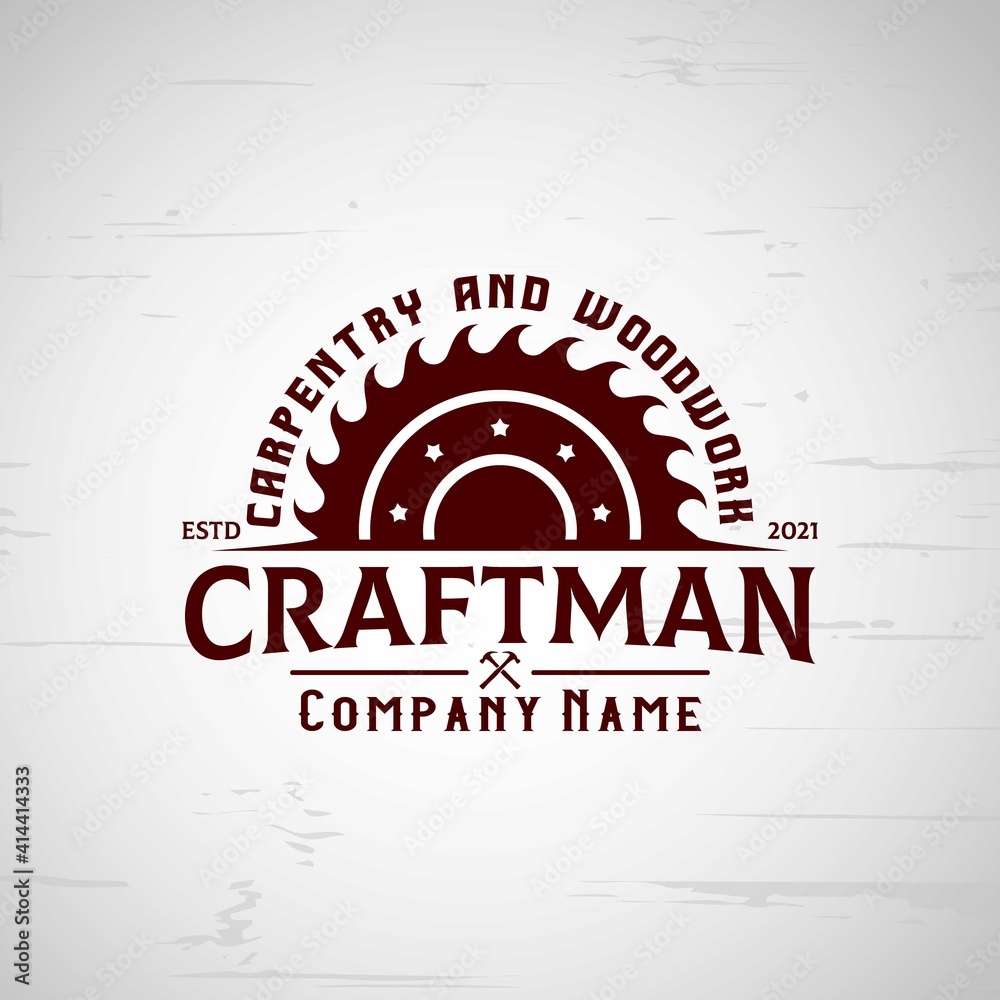 Woodwork Craftsman Carpentry Vintage Logo Design Vector Illustration ...