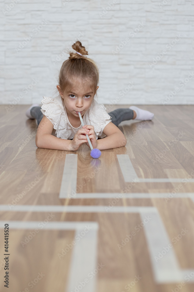 Little girl enjoying game straw maze. Great activity for building oral ...