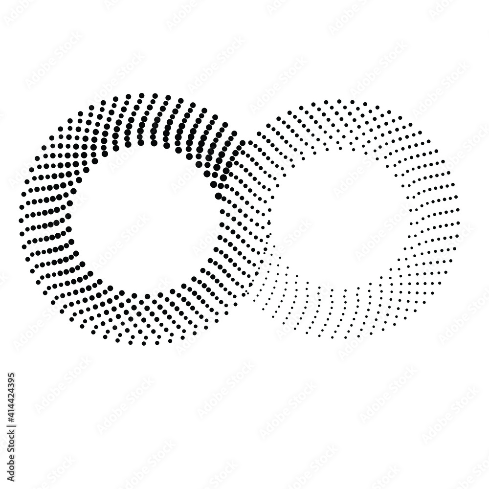 Infinity Symbol .Vector Curved Halftone Dots . Design Element . Black ...