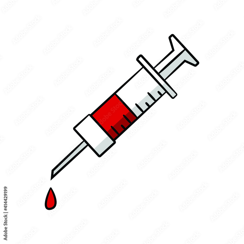 Injection needle in drawing style isolated vector. Medical sciences and ...
