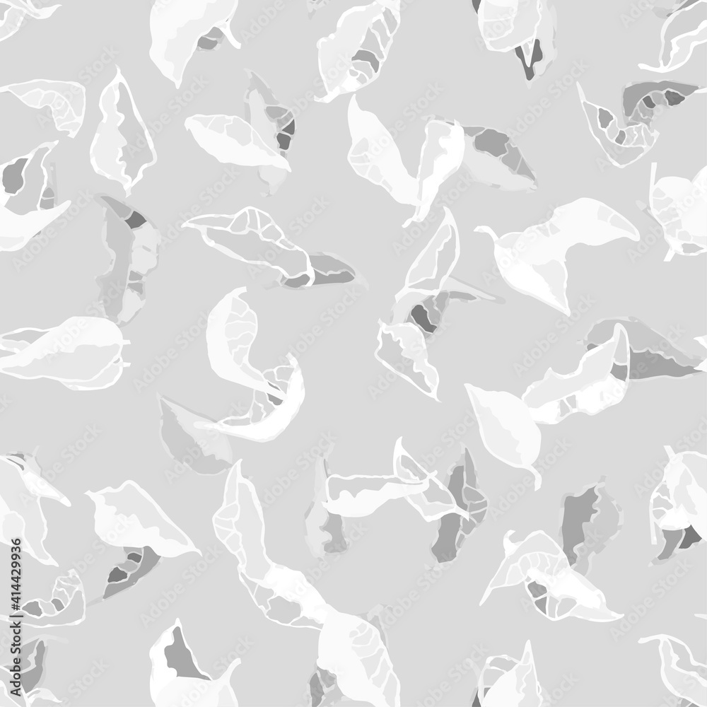 Vector seamless background with black and white illustration of foliage ...