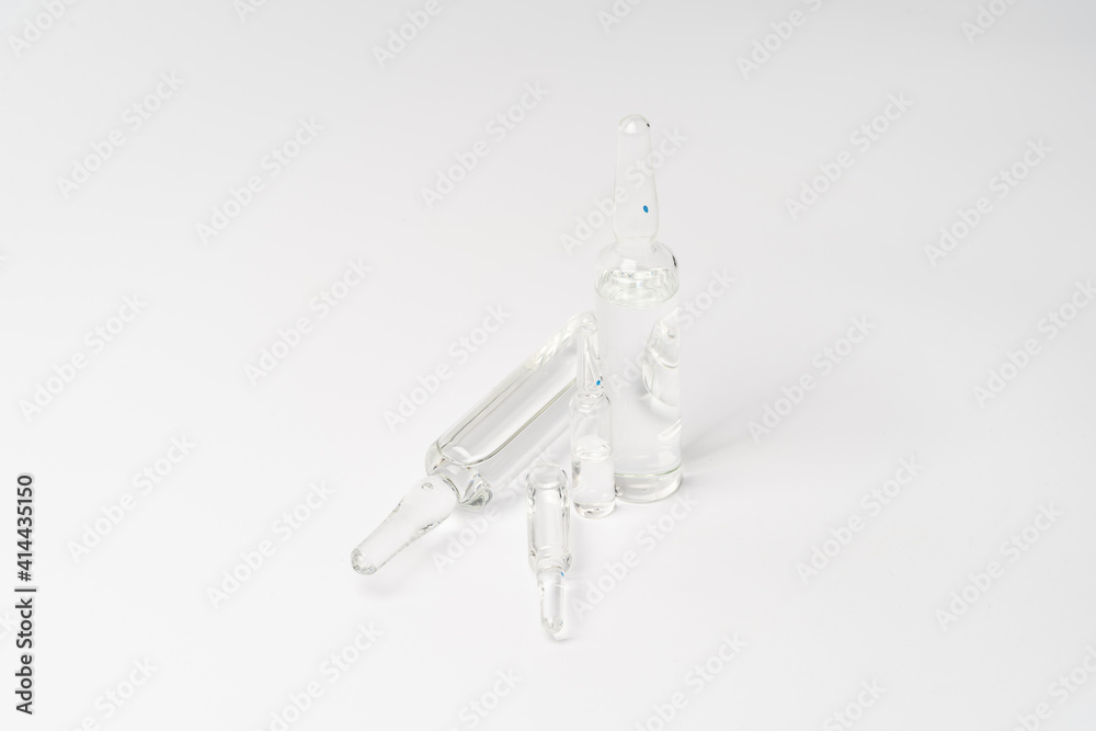 Intravenous syringes and injections on a pure white background Stock ...