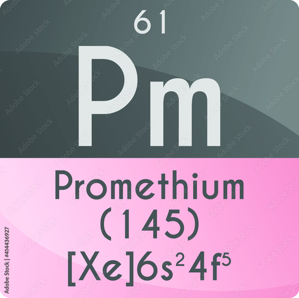 Pm Promethium Lanthanide Chemical Element Periodic Table. Square vector ...
