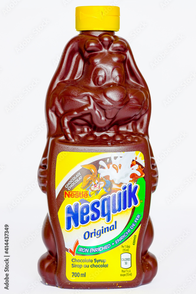 Nestle 'Nesquik' label in a plastic bottle Stock Photo | Adobe Stock