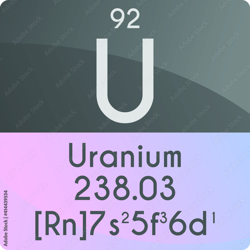 U Uranium Actinoid Chemical Element Periodic Table. Square vector illustration, colorful clean ...