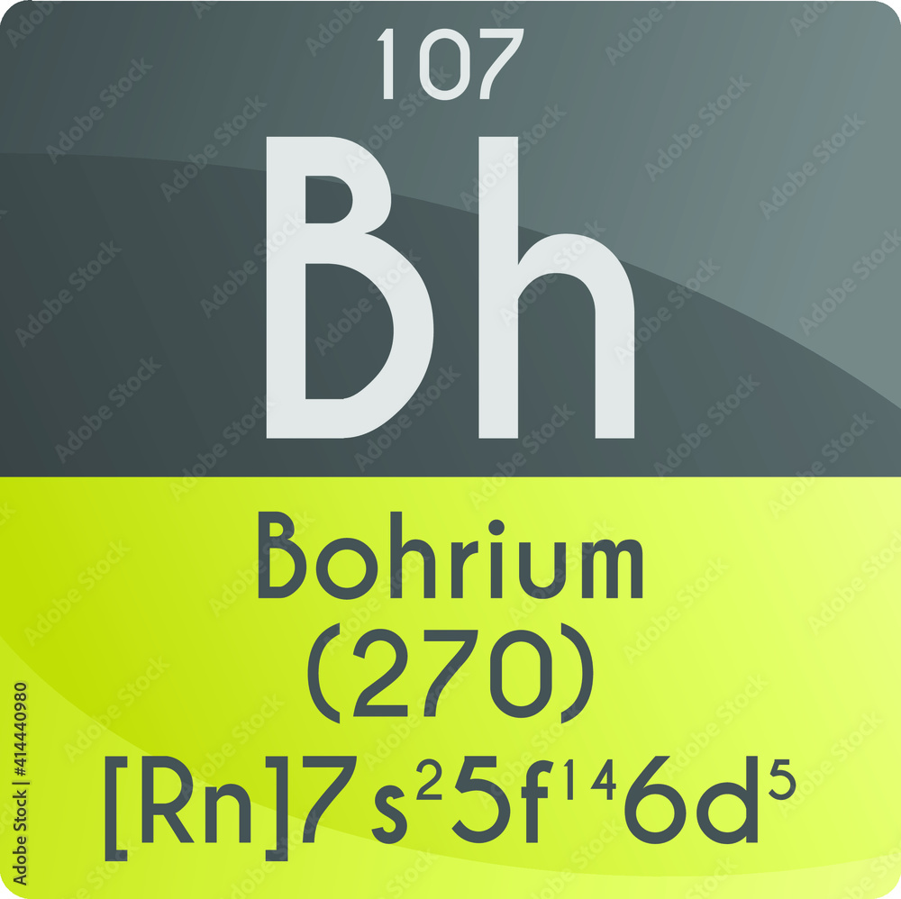 Bh Bohrium Transition metal Chemical Element Periodic Table. Square ...