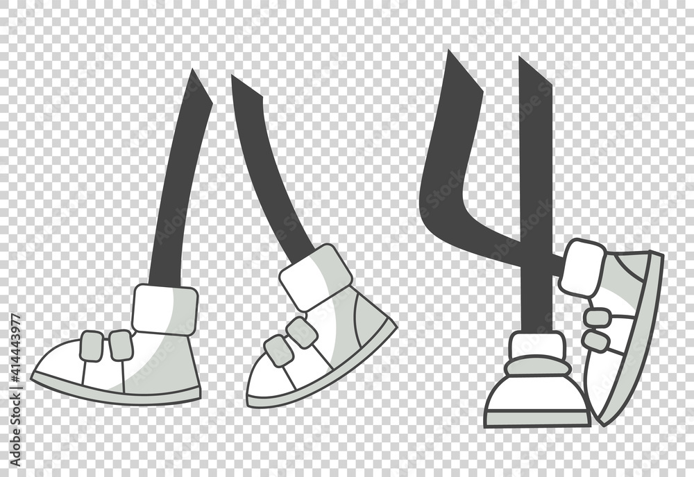 Cartoon legs. walking feet in various positions. Legs in boots ...