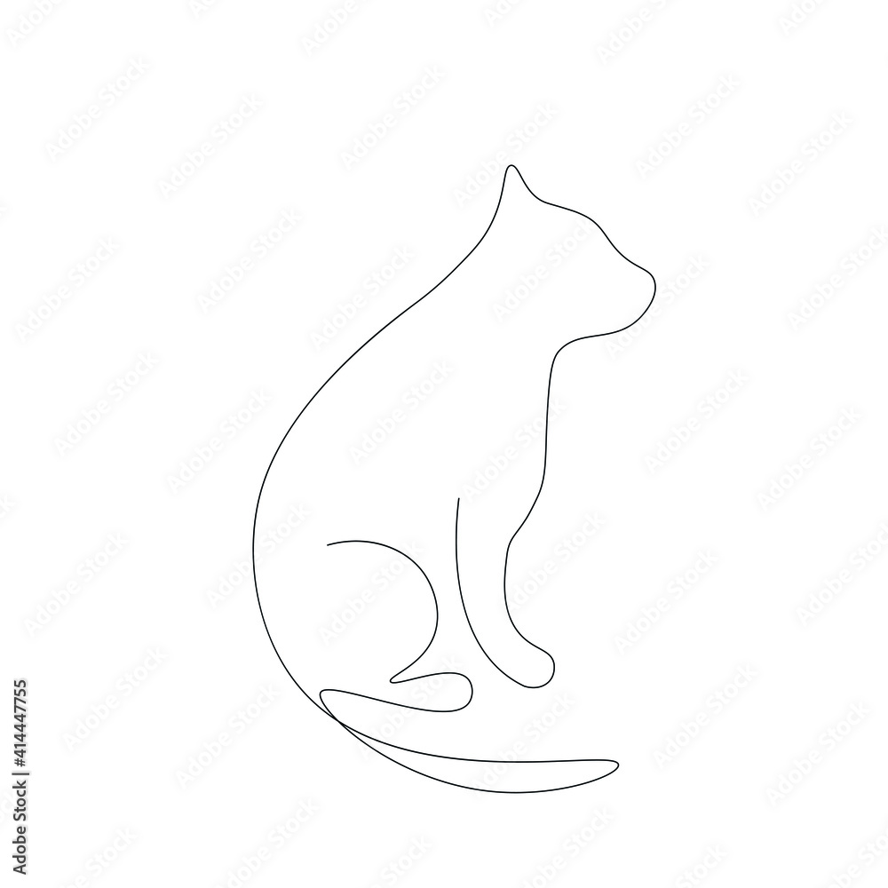 Cat animal line drawing, vector illustration Stock Vector | Adobe Stock