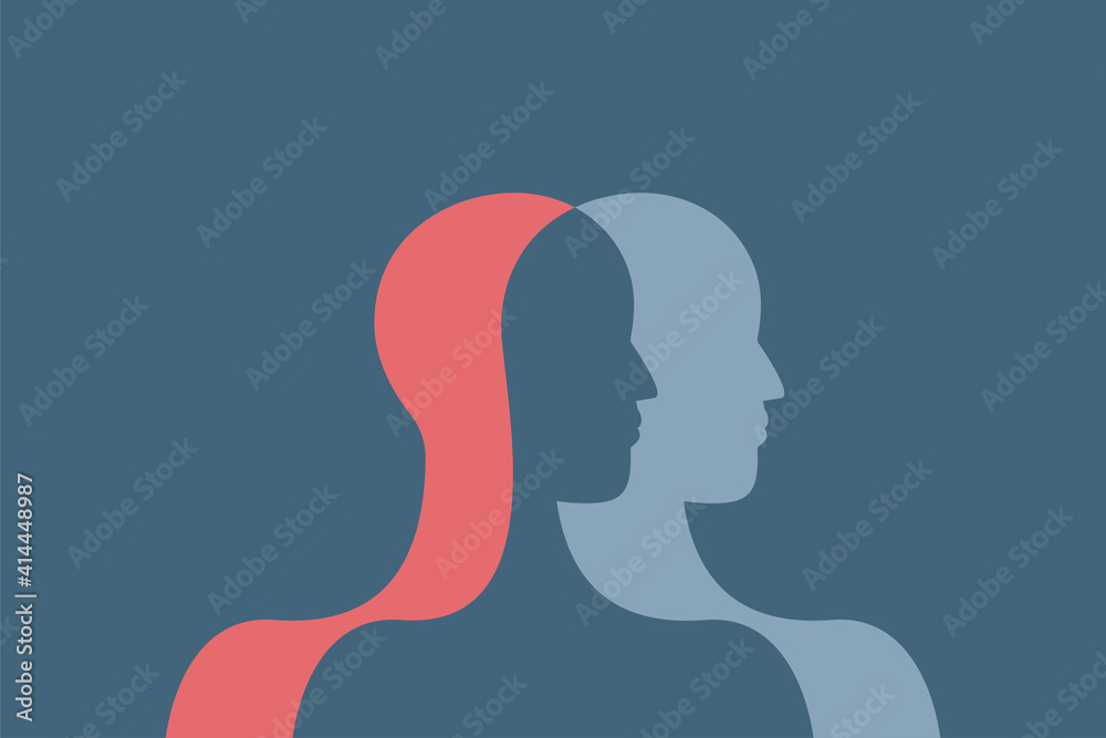 Two overlapping profiles, as a symbol of codependent relationships ...