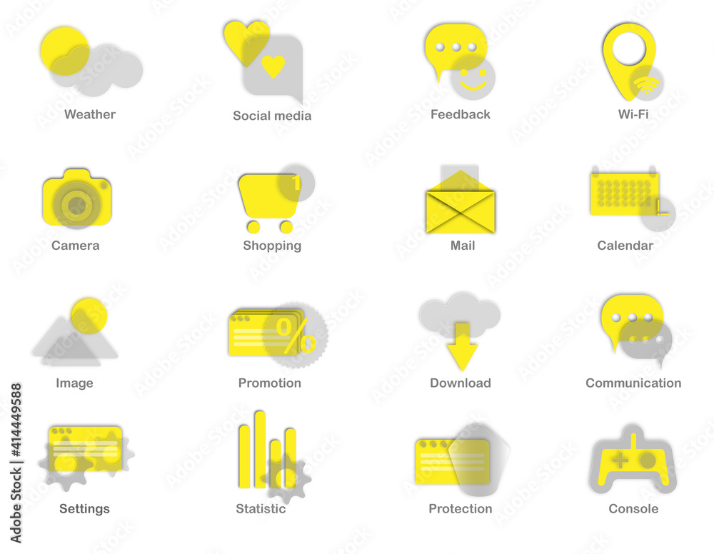 Icons for web. Glassmorphizm icons. Social media. Icons collection ...