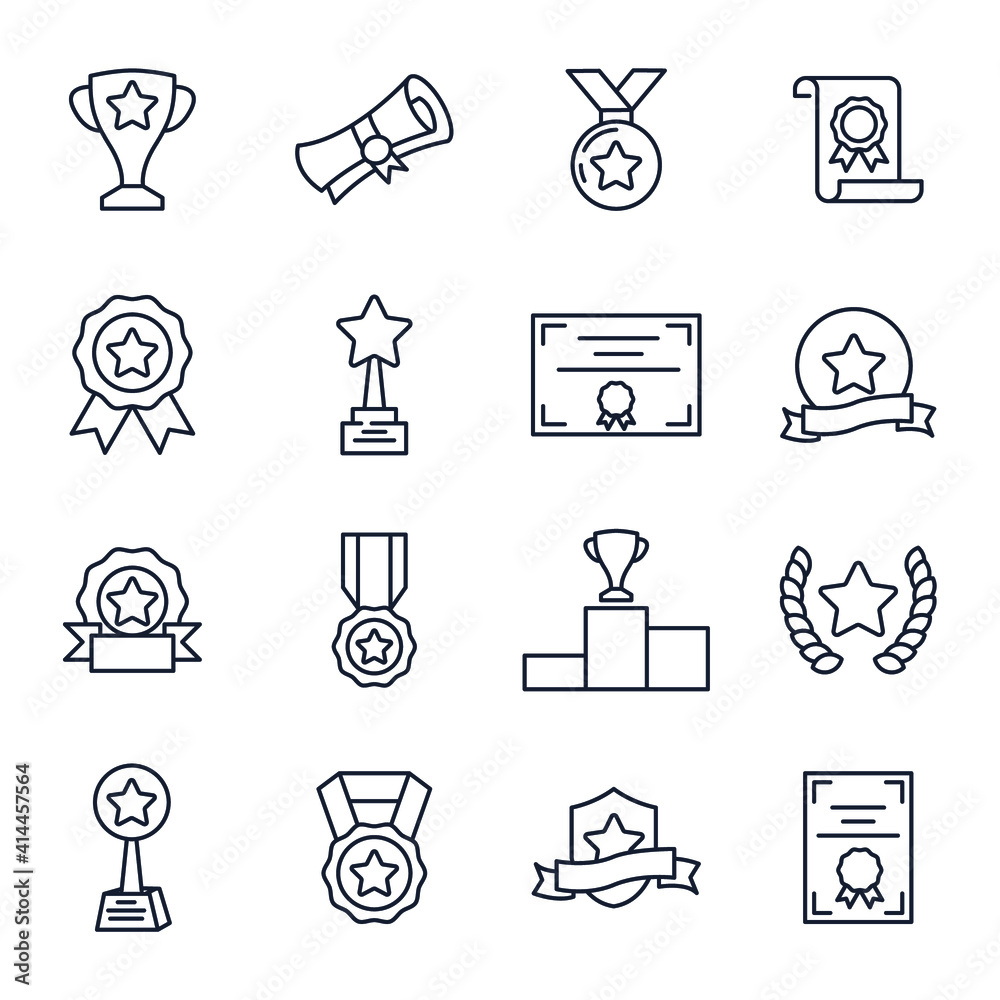 Set of Award icon. Award medal pictograms pack symbol template for ...