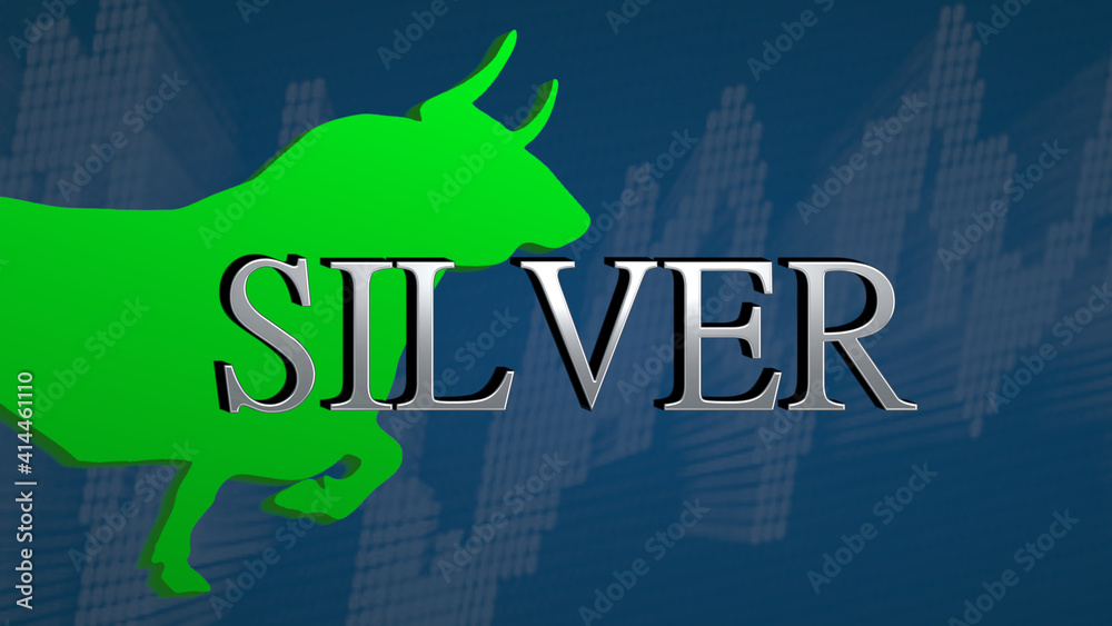 The price of the commodity silver is bullish. The green bull and an ...