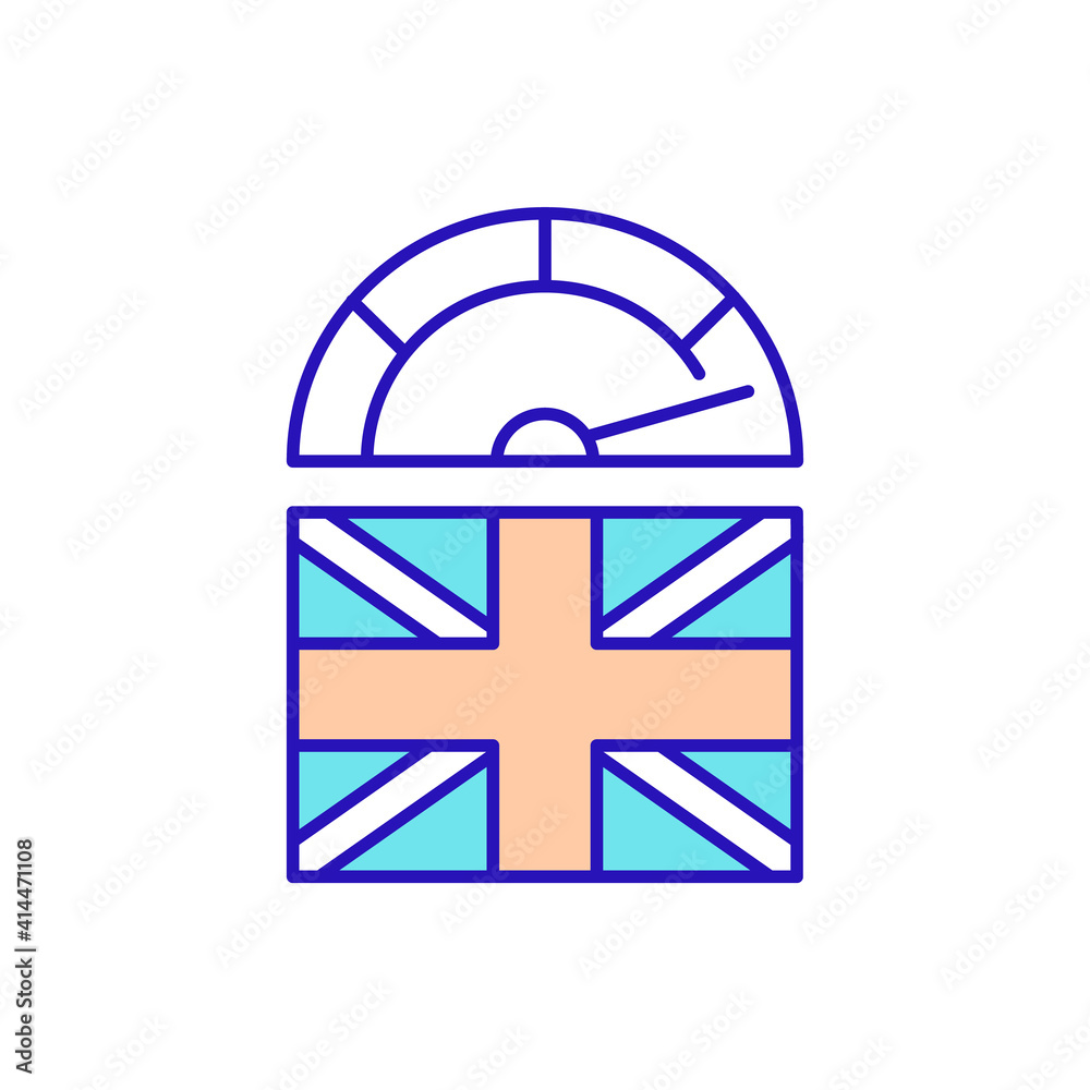 Advanced British English RGB color icon. Studying at high level ...