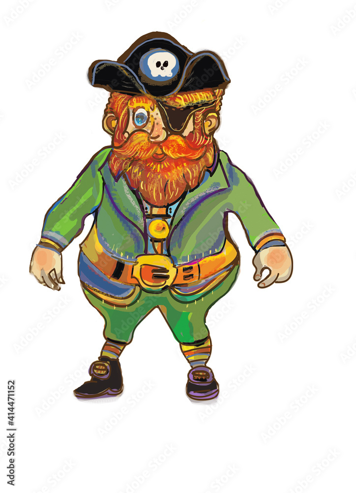 Cartoon pirate color illustration, character for kids, corsair Stock ...