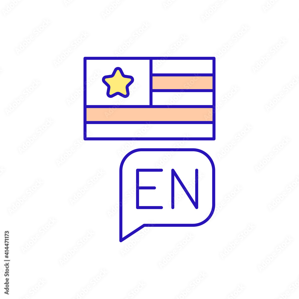American English varieties RGB color icon. Improving spelling, grammar ...