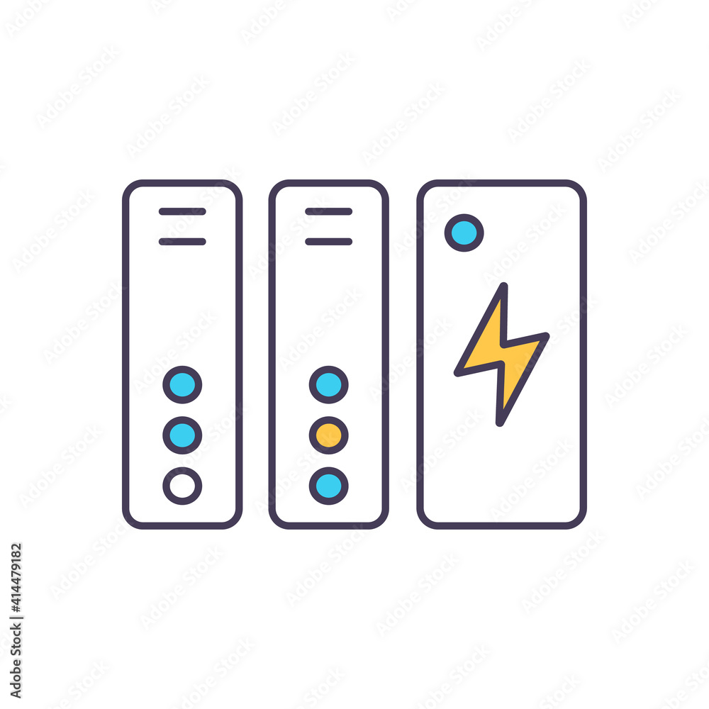 Global electricity system RGB color icon. Decentralisation ...
