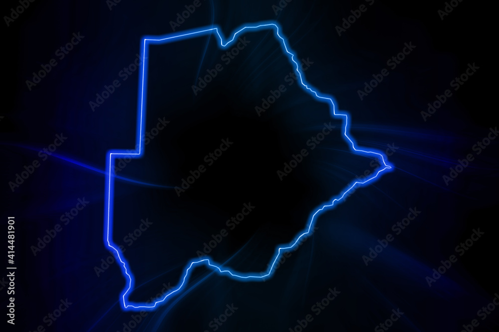 Glowing Map of Botswana, modern blue outline map Stock Illustration ...