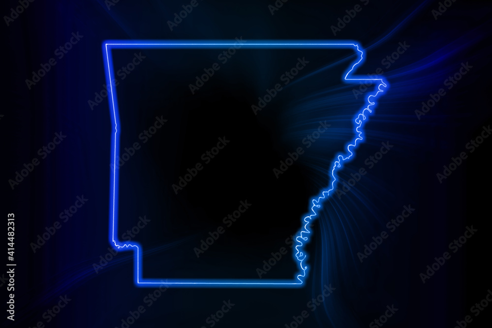 Glowing Map of Arkansas, modern blue outline map Stock Illustration ...