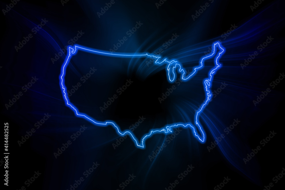 Glowing Map of United States, modern blue outline map Stock ...
